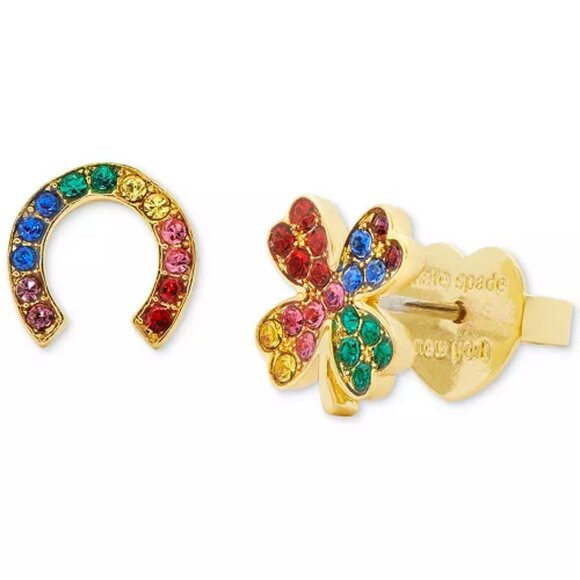 kate spade | Jewelry | Kate Spade Rainbow Joy Horseshoe Clover Studsnwt ...